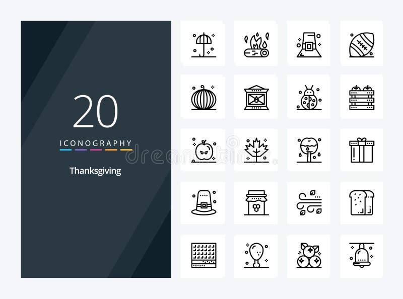 20 Thanksgiving Outline Icon for Presentation Stock Vector ...