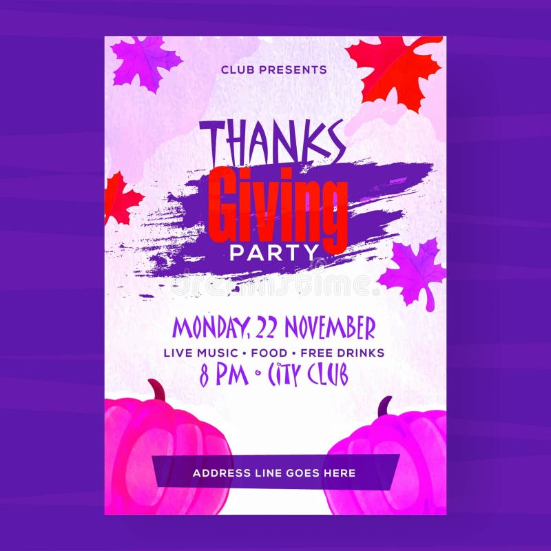 Thanksgiving Party Template or Stock Illustration - Illustration of ...
