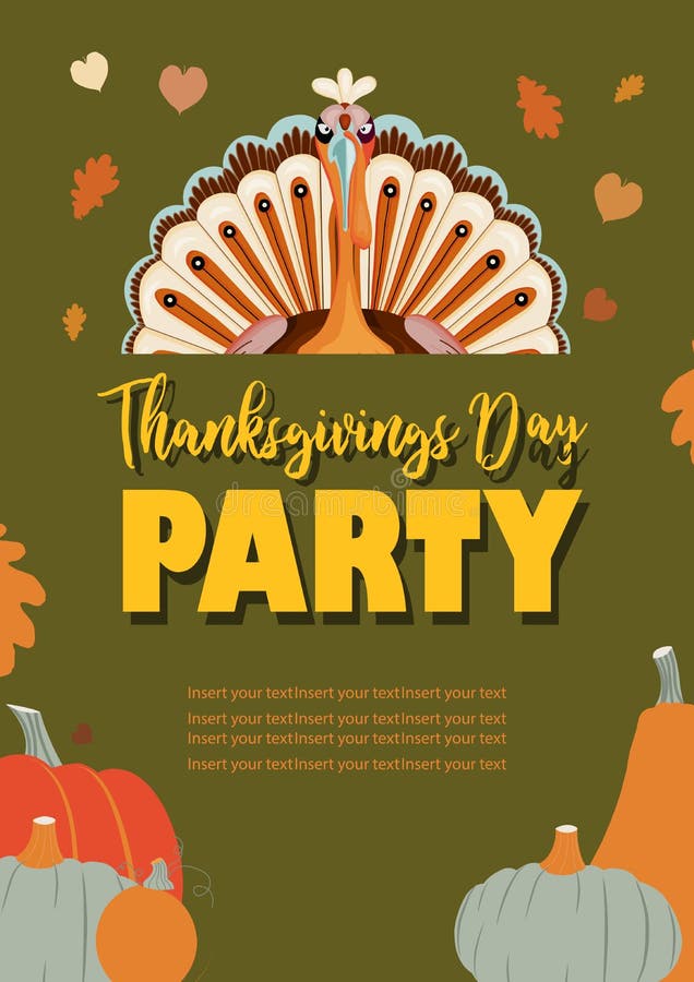 Thanksgiving Party Vertical Banner. Cool Thanksgiving Turkey Stock ...