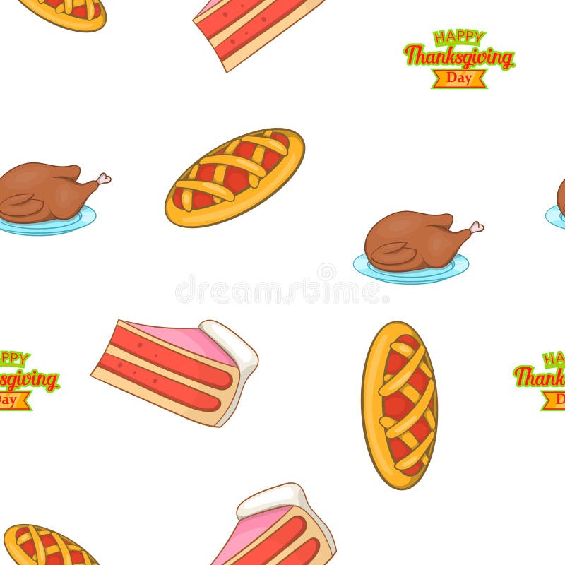 Thanksgiving Pattern, Cartoon Style Stock Vector - Illustration of ...