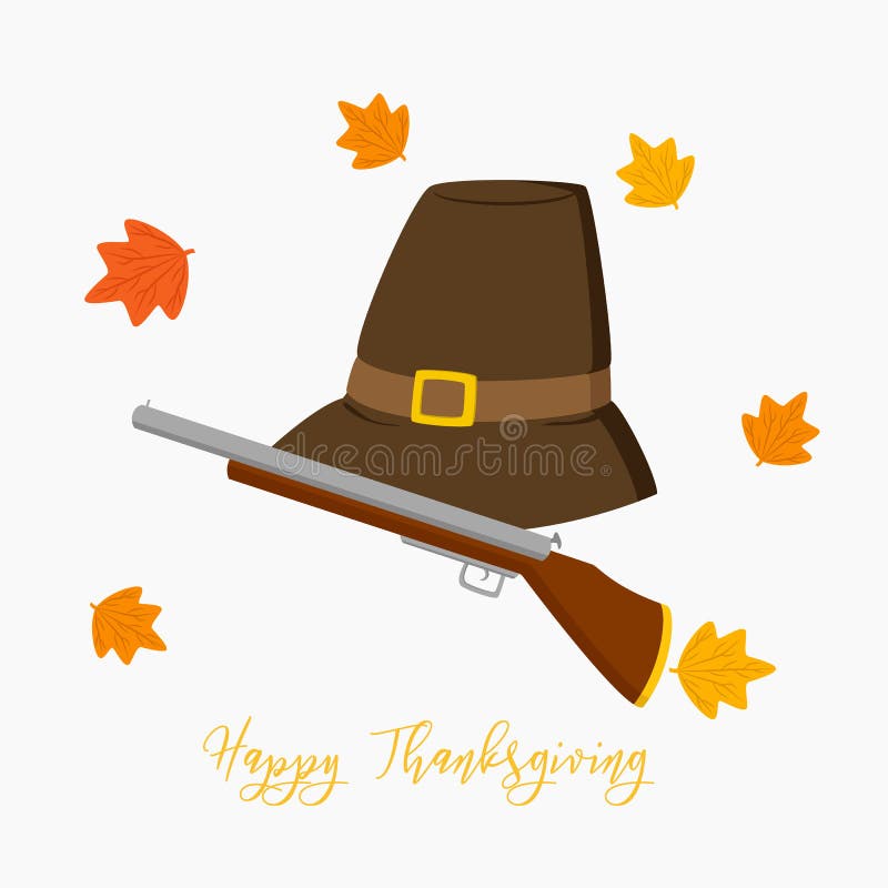 Pilgrim Hunting Turkeys stock illustration. Illustration of hunt - 30862