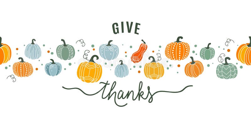 Thanksgiving Pumpkin Border Vector Background. Harvest Fall Autumn ...