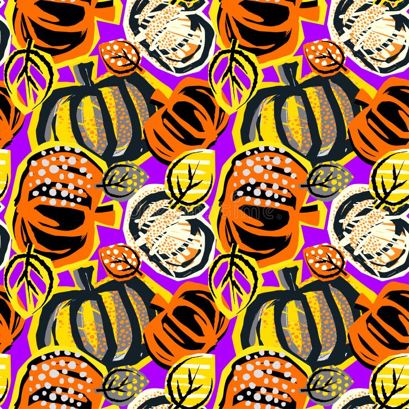 Thanksgiving Pumpkin Seamless Pattern Stock Illustration - Illustration ...