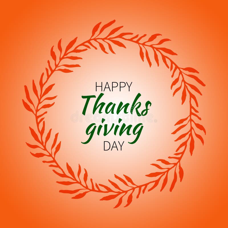 Thanksgiving Round Label with Orange Leaves. Stock Illustration ...