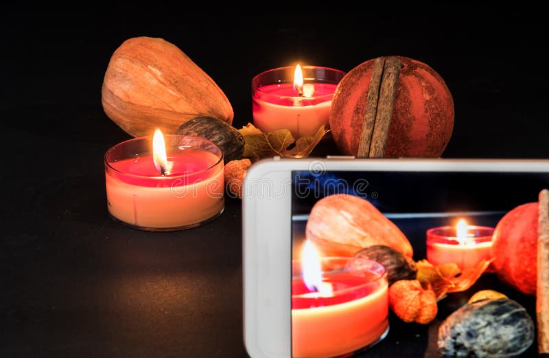 Thanksgiving Scene Photographed by Mobile Phone Stock Photo - Image of ...