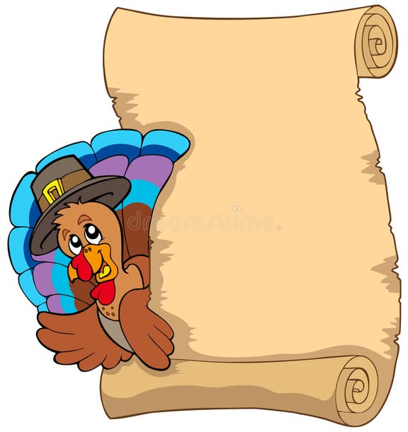 Thanksgiving Scroll with Turkey 1 Stock Vector - Illustration of ...