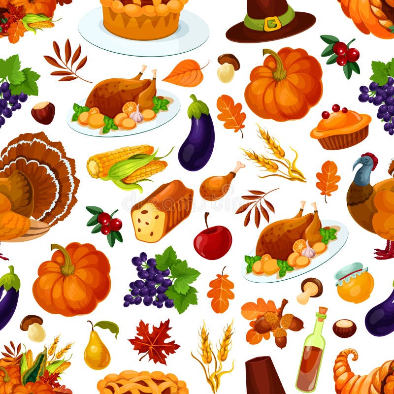 Thanksgiving Seamless Pattern Decoration Stock Vector - Illustration of ...