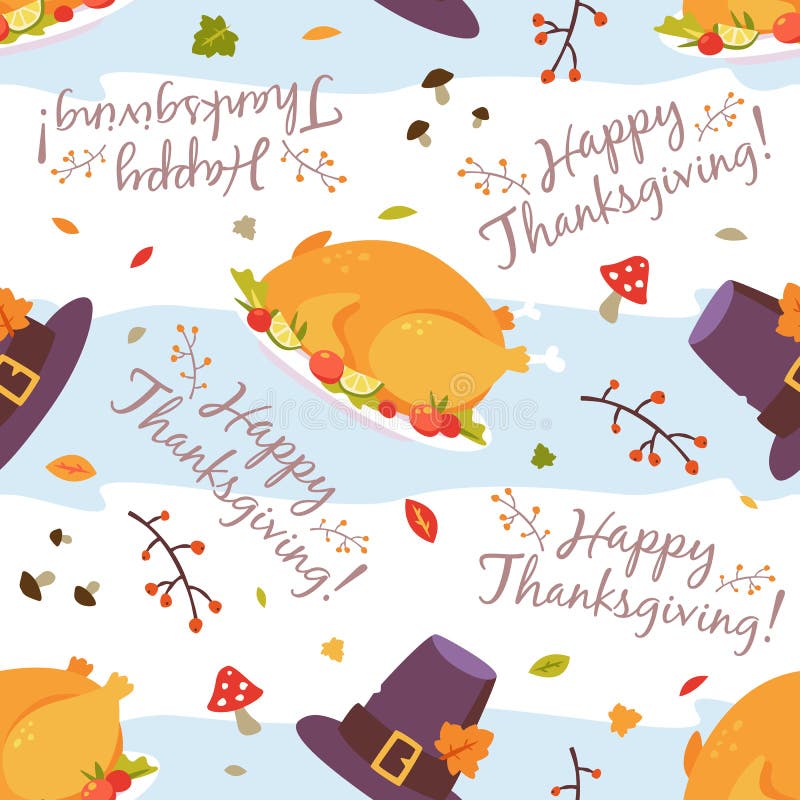 Thanksgiving Seamless Pattern Stock Illustration - Illustration of fall ...
