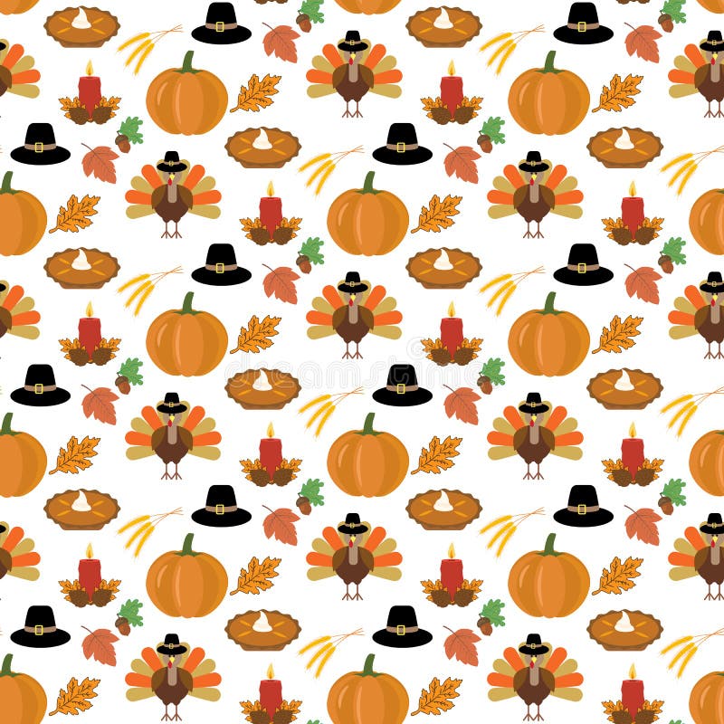 Thanksgiving Seamless Pattern Stock Vector - Illustration of food ...