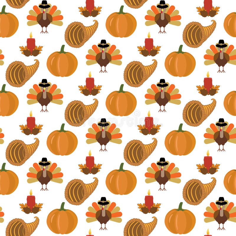 Thanksgiving Seamless Pattern Stock Vector - Illustration of food ...