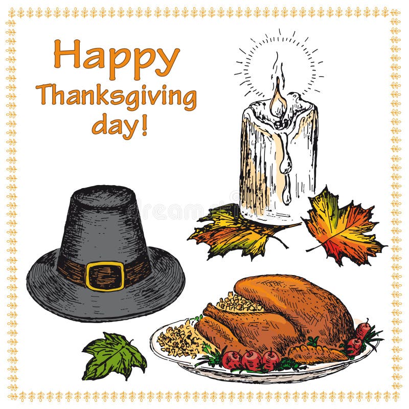 Thanksgiving set stock vector. Illustration of candle - 60775950