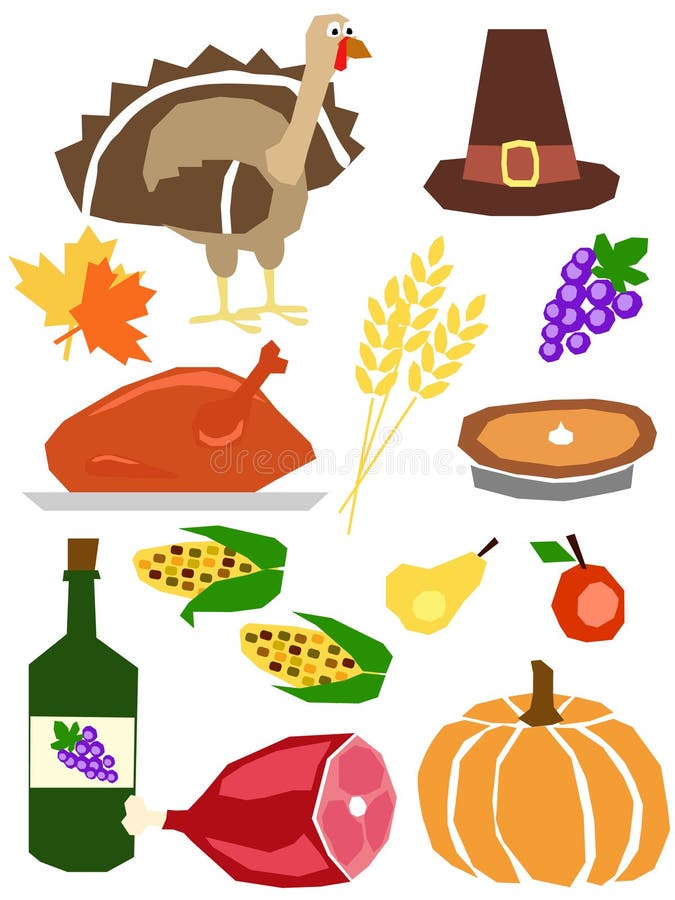 Six Silhouettes for Thanksgiving Day Stock Illustration - Illustration ...