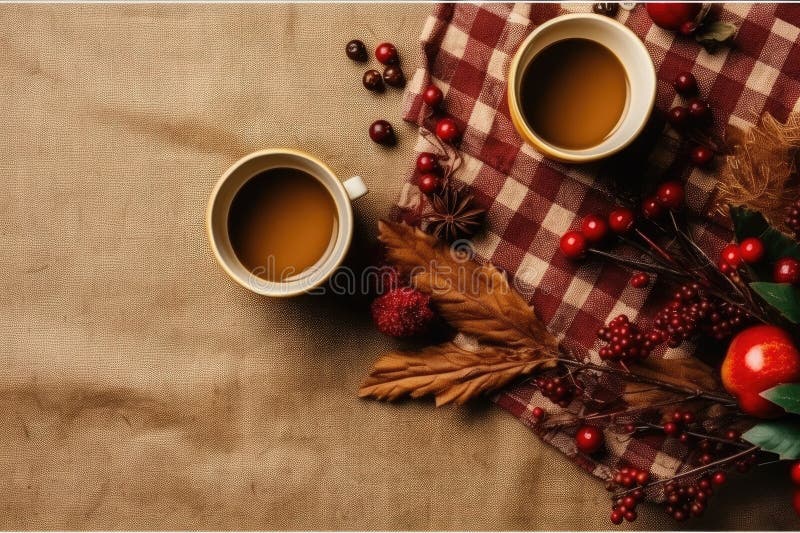 Thanksgiving Flat Lay on Table, AI Generative Stock Photo - Image of ...