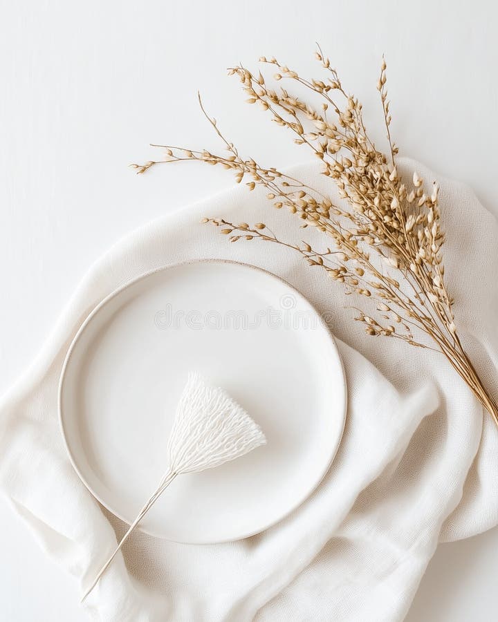 Thanksgiving Table Setting Showcasing a Crisp White Linen Napkin Folded ...