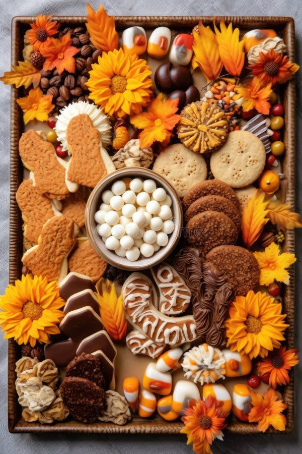 Thanksgiving-themed Cookies and Desserts on a Platter Stock ...