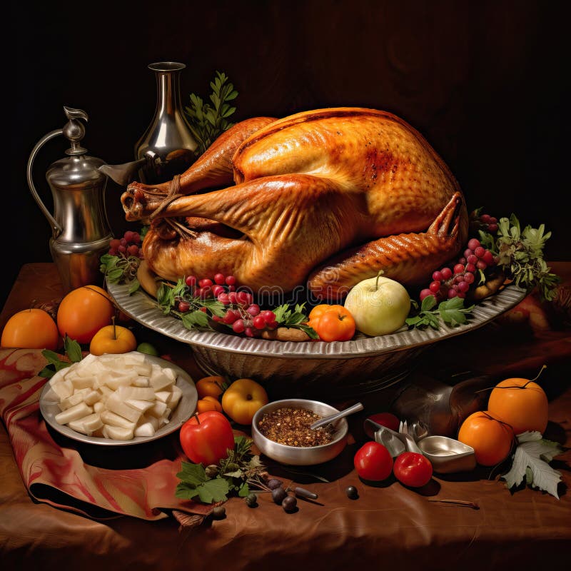 Thanksgiving Turkey Meat Background High Quality Ai Generated Image ...