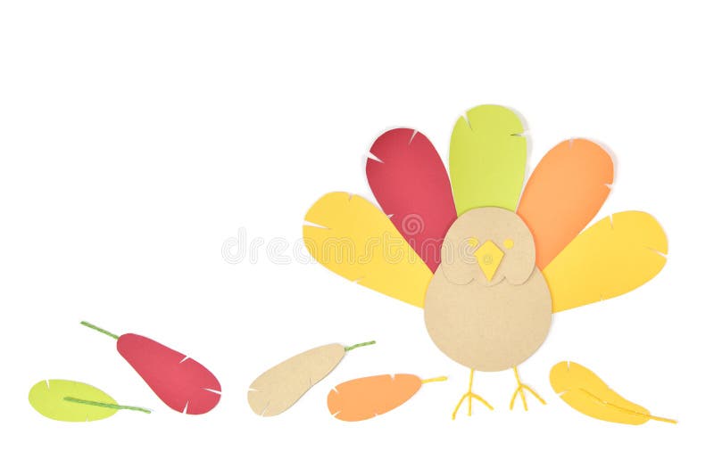 Thanksgiving Turkey Paper Cut on White Background Stock Illustration ...
