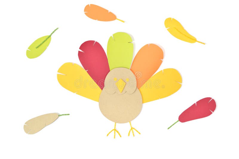 Thanksgiving Turkey Paper Cut on White Background Stock Illustration ...