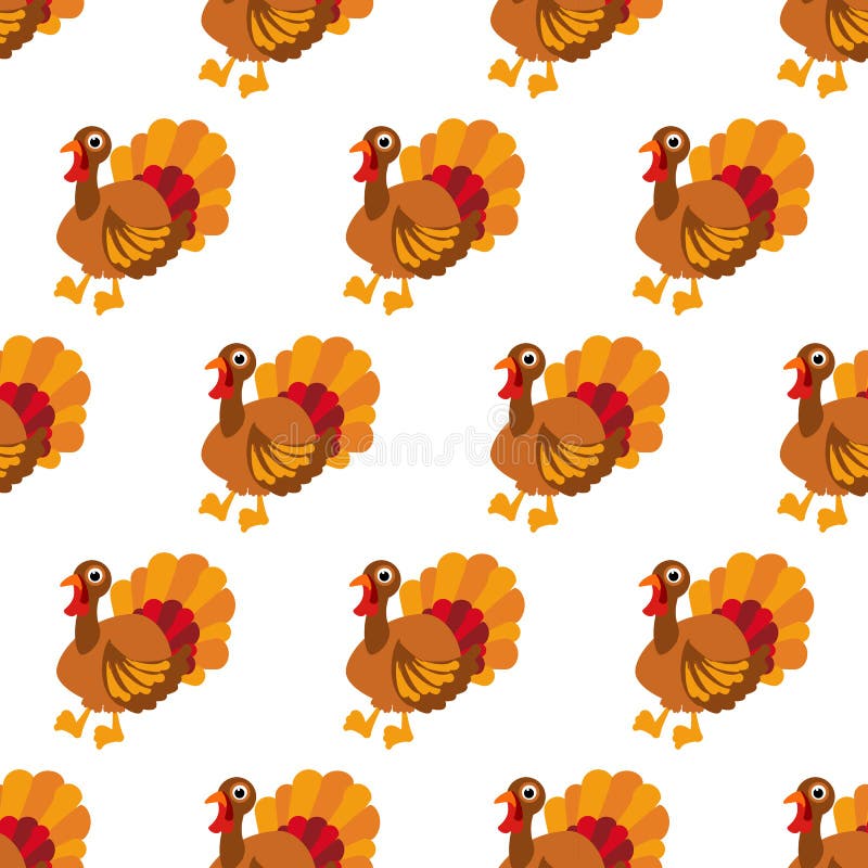 Thanksgiving Turkey Pattern Stock Vector - Illustration of fall, bird ...