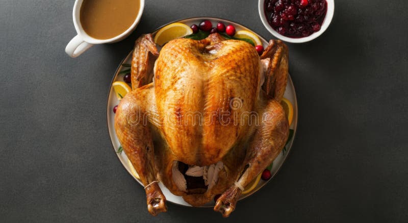 Thanksgiving Turkey Platter with Sides - Top View Stock Illustration ...