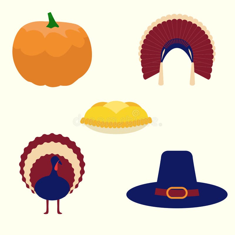 Thanksgiving Vector Set of Icons Stock Vector - Illustration of holiday ...