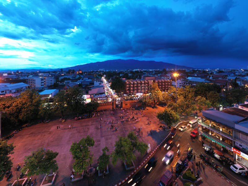 Thapae Gate in Chiangmai, Thailand. Stock Image - Image of aerial, gate ...