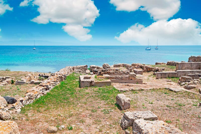 Tharros sea stock photo. Image of ancient, street, ruins - 32176520