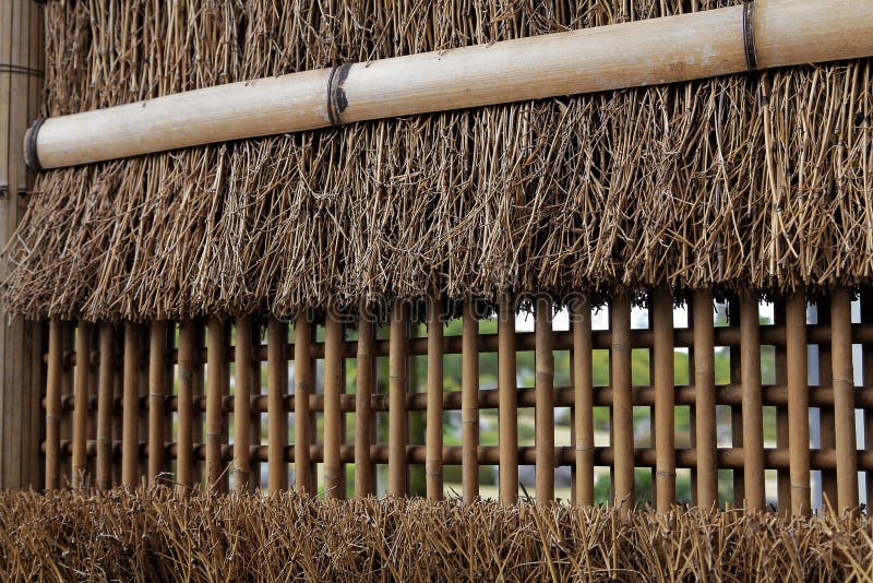 Thatched and Bamboo Fences Wall Stock Image - Image of asian ...