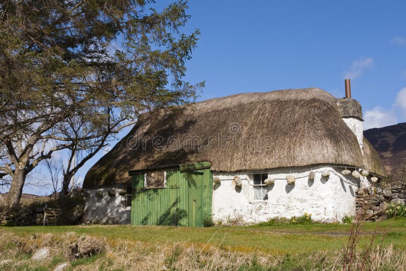 Thatched Cottage In Scotland Stock Photo - Image of residential ...