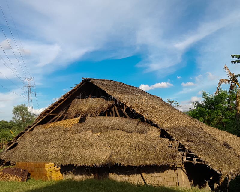 A Thatched Hut, a Traditional Brick Making Place Stock Image - Image of ...