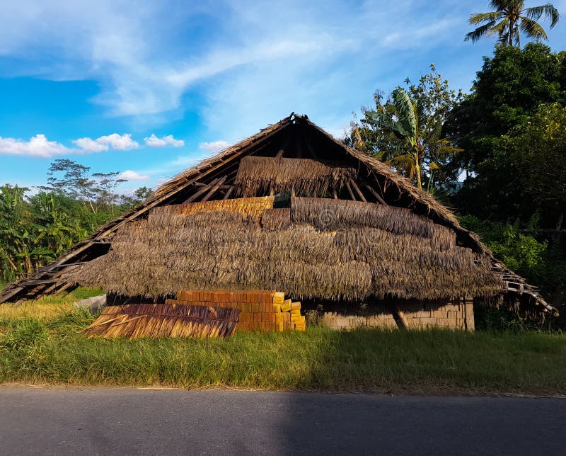 A Thatched Hut, a Traditional Brick Making Place Stock Image - Image of ...
