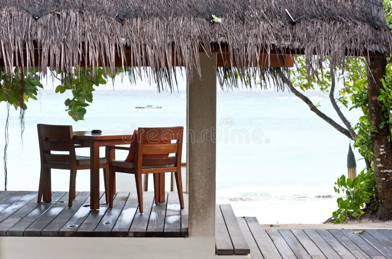 Thatched Pavilion on the Beach Stock Image - Image of nature, beach ...