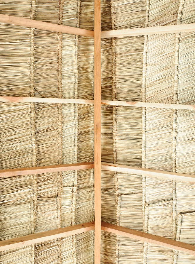 Thatch Roof Inside the Old Cottage Stock Image - Image of details, reed ...