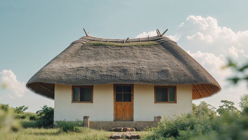 Thatched Roof Hut Primitive Dwelling Rural Structure. Stock Image ...