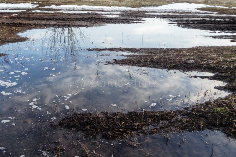 Thaw. Early Spring. Spring Weather Mud Puddles Stock Image - Image of ...