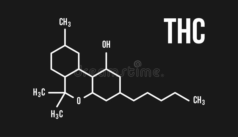 THC Molecular Structure Illustration. Tetrahydrocannabinol Chemistry ...