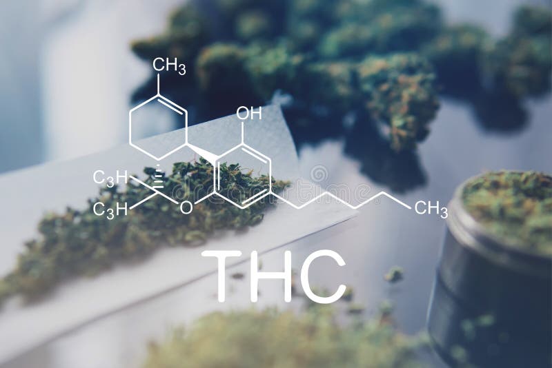 THC Tetrahydrocannabinol and Marijuana. Formula Cannabis Stock Image ...