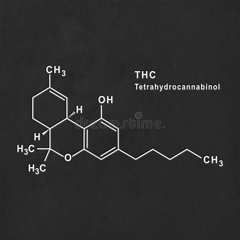 THC Tetrahydrocannabinol Structural Chemical Formula Stock Illustration ...
