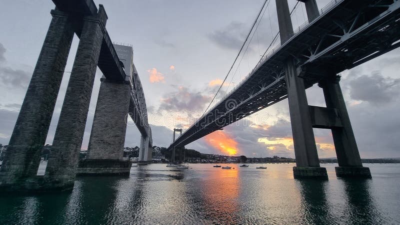 The Tamar Bridge between Devon and Cornwall Uk Stock Image - Image of ...