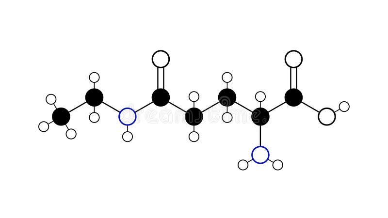 Theanine Molecule, Structural Chemical Formula, Ball-and-stick Model ...