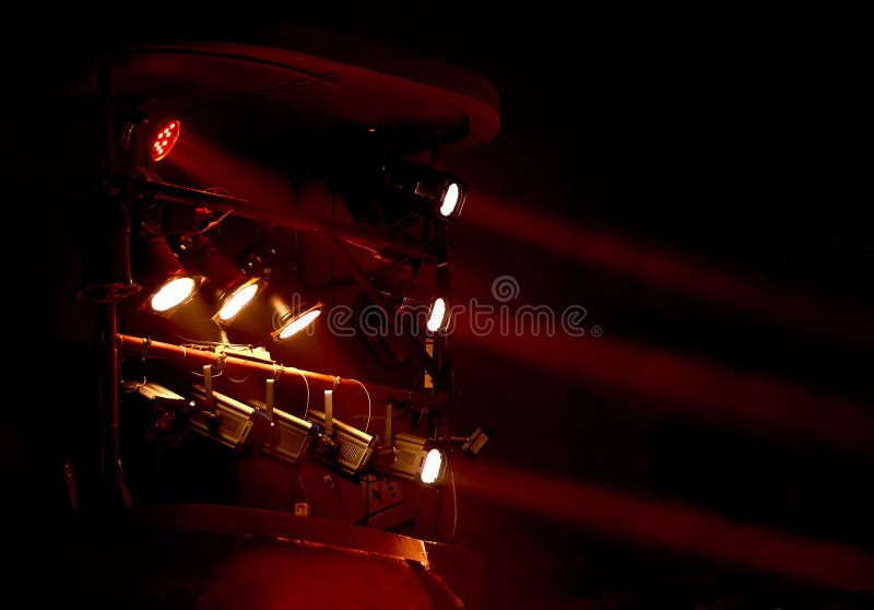 Theater Box with Red Light Spotlights Stock Image - Image of electric ...