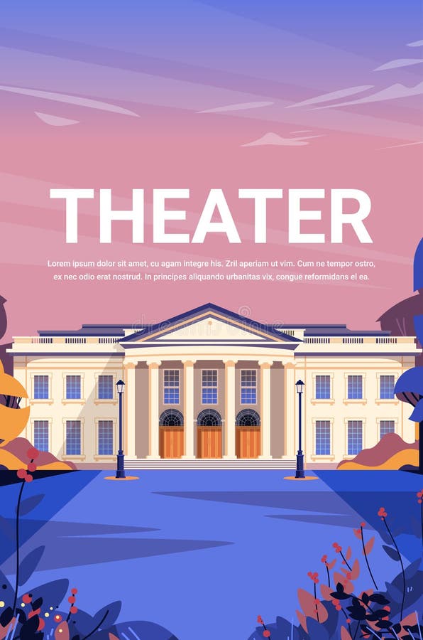 Theater Building with Classical Architecture Front View Colorful ...