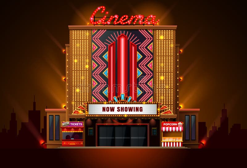 Theater cinema building stock vector. Illustration of showing - 87801280