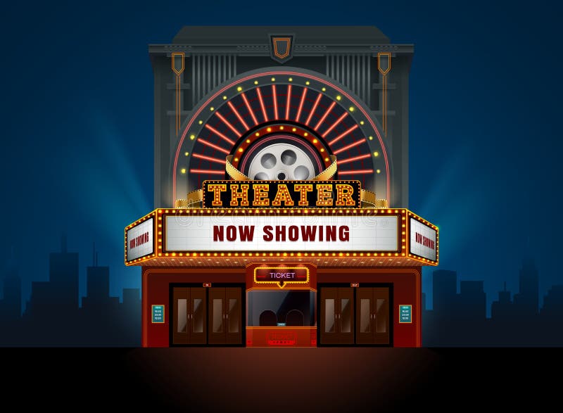 Theater cinema building stock vector. Illustration of showing - 87801280