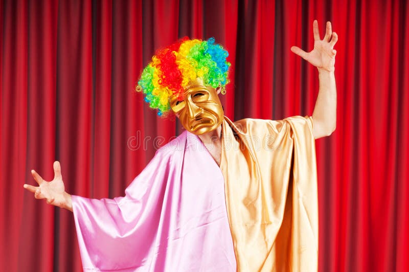 Theater Concept - Masked Actor Stock Photo - Image of clown, beauty ...