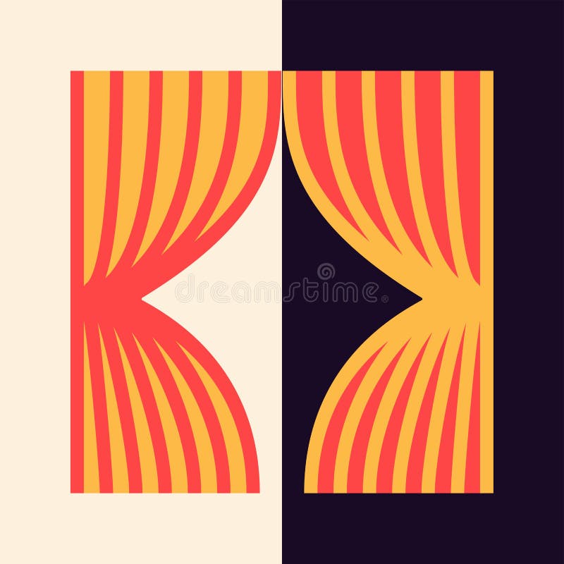 Theater Curtains Scene Flat Symbols Stock Vector - Illustration of silk ...