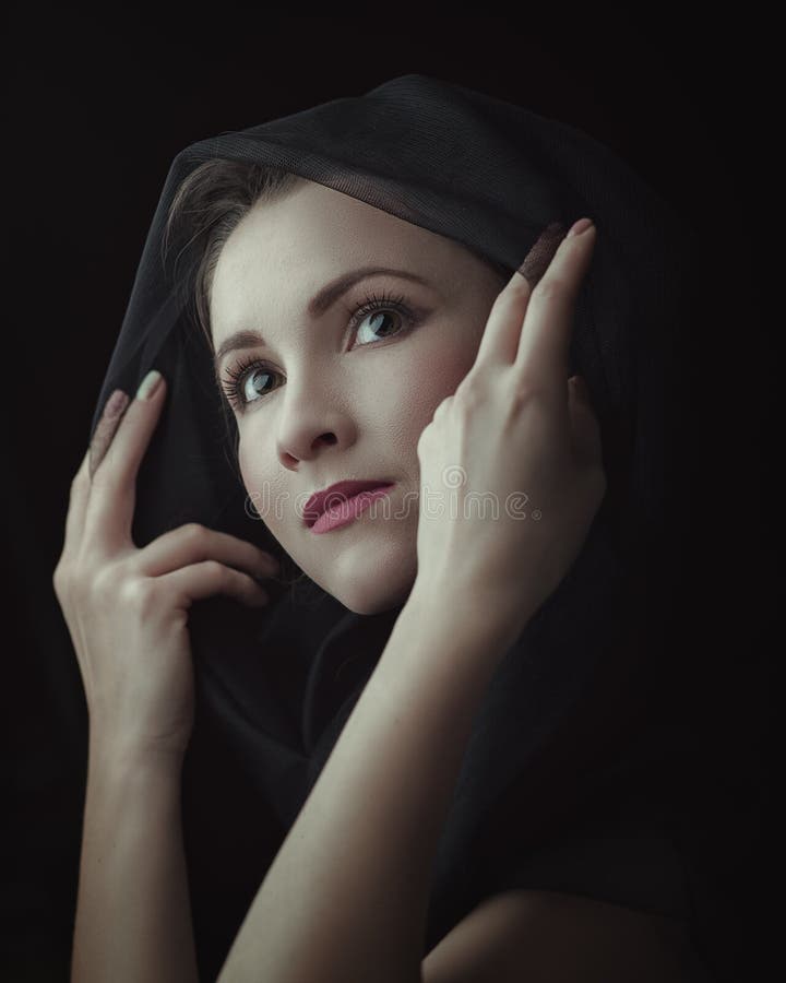 Dramatic female portrait stock photo. Image of retro - 110851834
