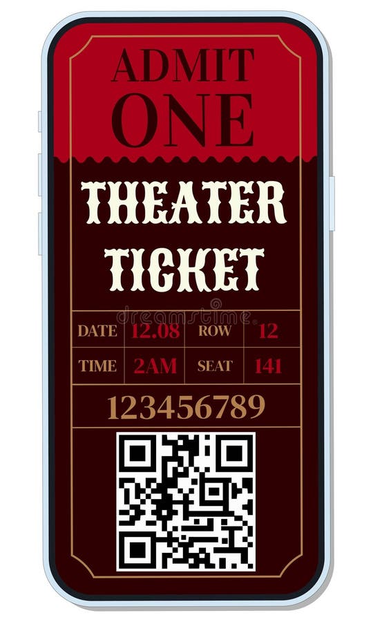 Theater E-ticket Template on Your Phone. Stock Vector - Illustration of ...