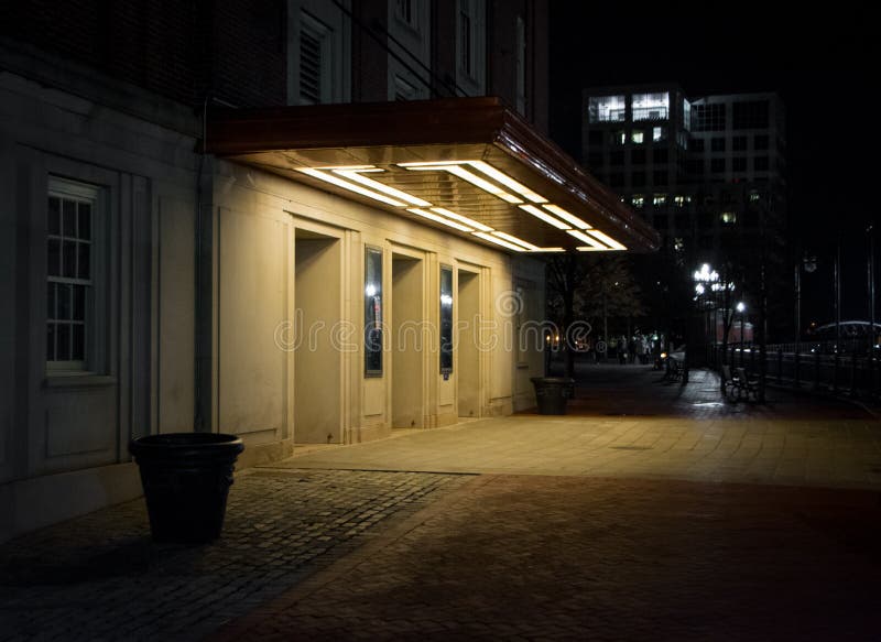 Theater Entrance at Night stock photo. Image of entrance - 180818072
