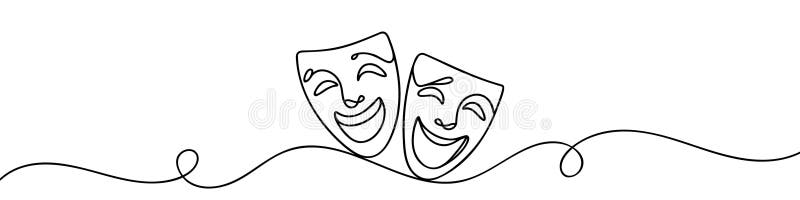 Theater Humor Smile Mask One Line Continuous Line Art Stock ...